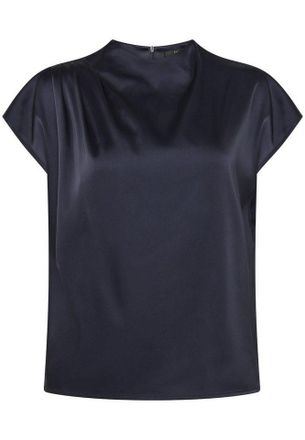 Zero Satinbluse Damen mit Kragen