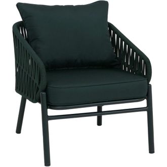 Hhg [NEUWERTIG] Aluminium-Gartenstuhl HHG-216, Loungestuhl Sessel Outdoor, Seilgeflecht Rope Stoff/Textil (180g/m&sup2;) gr&uuml;n