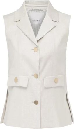 Max Mara Caroline Weste mit Metallkn&ouml;pfen - - Jackets - Damen - Beige - L