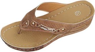 Generic Pantoufles d&eacute;t&eacute; tendance pour femme - Couleur unie - Avec clip - D&eacute;contract&eacute;es - Confortables - L&eacute;g&egrave;res et antid&eacute;rapantes, marron, 37.5 EU