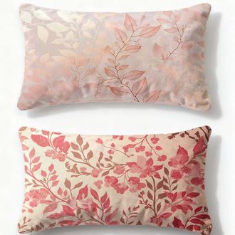 Generic Rosa Kissenbezug Blatt Kissen 30x50cm Samt Sofakissen 2er Set,2025 Neu Rechteck Beidseitiger Druck Kissenh&uuml;lle f&uuml;r Winter Herbstdeko Innen Auto Wohnzi