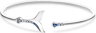 Thomas Sabo Thomas Sabo Damen Armreif Schwanzflosse mit blauen Steinen, 925 Sterlingsilber, geschwärzt, Länge: 16 cm, AR109-644-1-L16