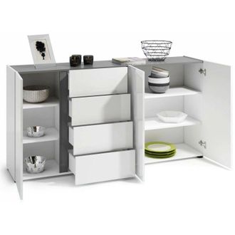 Dmora Sideboard Baveno, Kommode mit 4 Schubladen, 38x180x92h cm Wei&szlig;