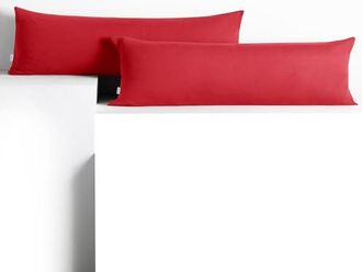 Decoking 2 Kissenbezüge 40x145 cm Jersey Baumwolle Reißverschluss rot Amber