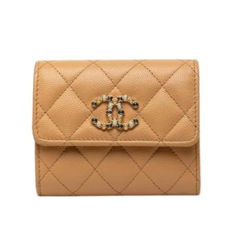 Chanel Portefeuille Pre-owned (tri-fold) - Femme - Pre-owned - Beige - Taille: ONE Size