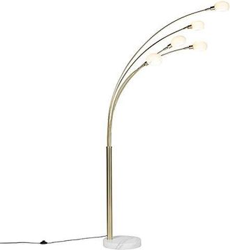 QAZQA sixties marmo - Lampadaire Design - 5 lumi&egrave;re - H 2155 mm - Dor&eacute;/Laiton - Moderne,Design - &Eacute;clairage int&eacute;rieur - Salon I Chambre