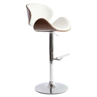 Miliboo Tabouret de bar design blanc et bois fonc&eacute; walnut
