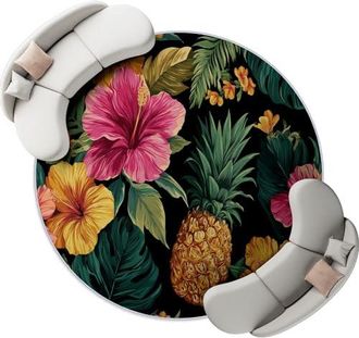 Generic Jaune Tapis de Salon Rond 100 cm, Tropical Fleurs Fruits Tapis Chambre Antid&eacute;rapant Lavable, Ne Perd Pas Ses Poils Moelleux Moquette pour Chambre denf