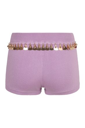 Paco Rabanne Womens Knitted Shorts With Sequin Embellishments Pink Silk