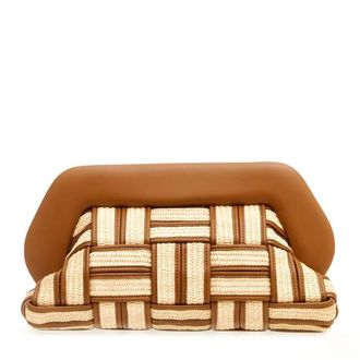 Themoir&egrave; Clutches - Large Raffia Clutch In Leather And Caramel - Gr. unisize - in Braun - f&uuml;r Damen