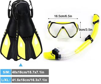 CHICIRIS Tauchmaske, DREI-Fenster-Design, Vollständig Trockener Schnorchel, Verstellbare Flossen für Männer und Frauen, Gut Sichtbare Unterwasserausrüstung (S 