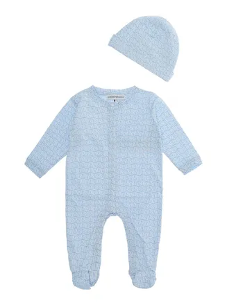 Emporio Armani Monogram Tech Fabric Bodysuit - Light Blue