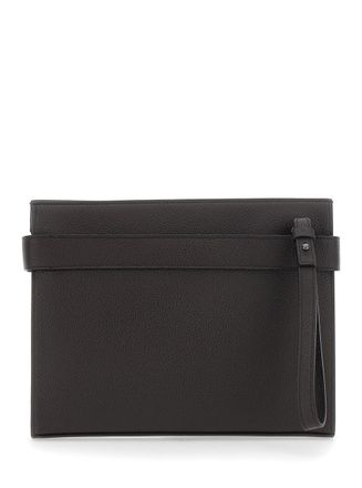 Ferragamo Mens Clutch Bag Brown Leather Calf