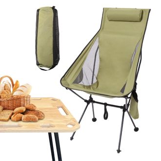 Generic Campingstuhl Strandstuhl Klappstuhl Outdoor | Robuster, humanisierter leichter Camp Direktor Stuhl mit Aufbewahrungstasche, Kissen, Seitentasche f&uuml;r C