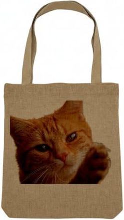 Fabulous Sac Shopping Tote Bag Aspect Lin - Chat Roux Poil Long Mignon Animale de Compagnie - Sac de Courses Toile Epaisse 360g Beige Naturel Cabas Port&eacute; Epaul