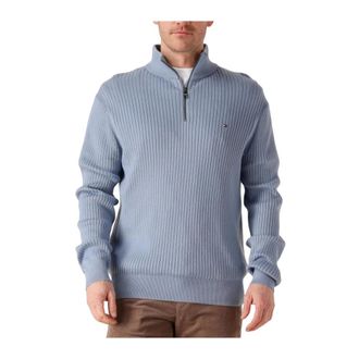 Tommy Hilfiger Pima Ctn Cash Structure Zip Mock - - Knitwear - Herren - Blau - L