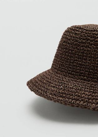 Mango Chapeau fibre naturelle chocolat - Femme - Taille unique - MANGO