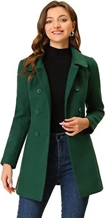 Allegra K Trench &agrave; double boutonnage &agrave; col Claudine pour femmes Costume dHalloween Vert Fonc&eacute; S