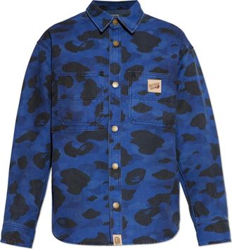 A Bathing Ape A Bathing Ape, Homme, Chemises, Bleu, Taille: L Denim Logo Shirt