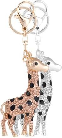 OSALADI Lot de 2 Porte-Cl&eacute;s Girafe en Alliage Dor&eacute; Ivoire et Blanc K Pendentifs Suspendus D&eacute;coratifs en M&eacute;tal Porte-Cl&eacute;s de Voiture Cr&eacute;atifs pour Paquet &agrave; Dos