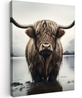 MuchoWow &copy; Bilder 50x70 cm Wohnzimmer Deko Modern Wandbild Foto auf Leinwand Bild Schlafzimmer Room Decor Geschenke Schottische Hochlandrind - Kuh - Highland C