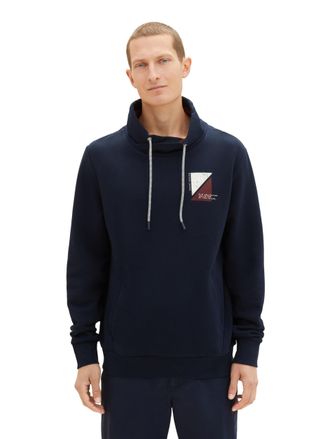 Tom Tailor Herren Snood Sweatshirt mit Print, sky captain blue, L