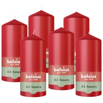 Bolsius Bolsius - Essentials - glatte Stumpenkerze - Rot - 13 cm - 6 St&uuml;ck - Dekorative Kerzen - Enth&auml;lt nat&uuml;rliches Pflanzenwachs - Ohne Palm&ouml;l