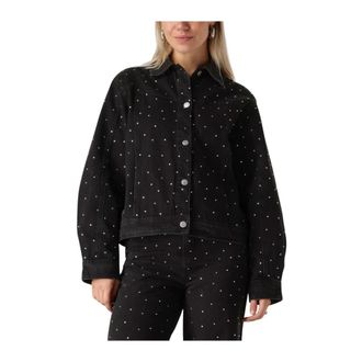 Y.A.S Denim Shacket mit silbernem Glitzer - - Jackets - Damen - Schwarzk - S