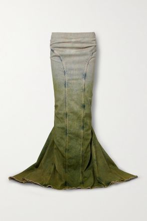 Rick Owens Maxirock Aus Denim Mit Farbverlauf Und Distressed-details - Gr&uuml;n