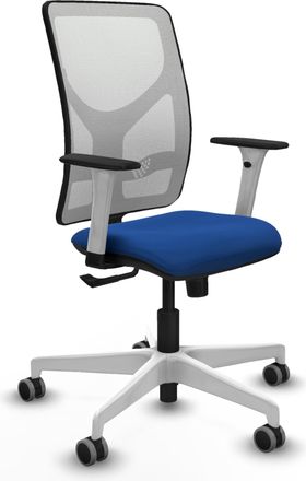 Piqueras y Crespo Computerstuhl blau mit wei&szlig;en und schwarzen Armlehnen, h&ouml;henverstellbare Lendenwirbelst&uuml;tze, ausgestattet mit 3 Positionen und Schneideschaum, Wei&szlig;/Bl