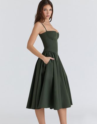 House of CB Samaria robe midi corset vert &eacute;meraude