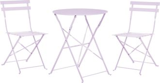 Beliani Balkonset Metall violett 3-teilig Tisch rund mit 2 Stühlen klappbar modern Fiori