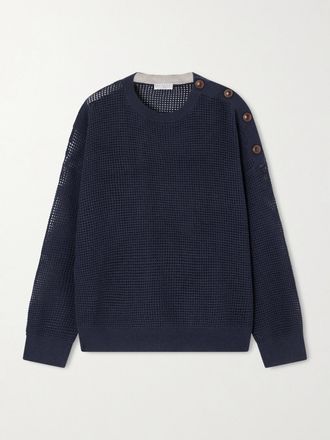 Brunello Cucinelli Kaschmirpullover In Waffelstrick - Blau