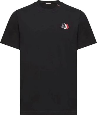 Moncler Homme, Tops, Noir, Taille: 2XL T-shirt avec logo