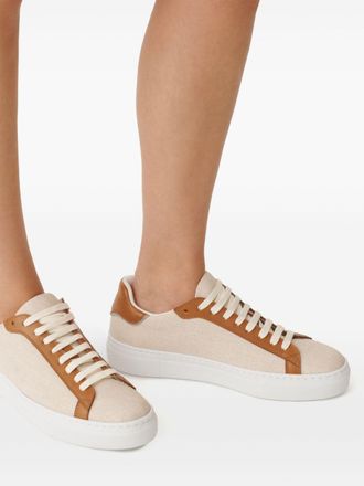 Fabiana Filippi Womens Lace-Up Two-Tone Sneakers Beige Ss25 W