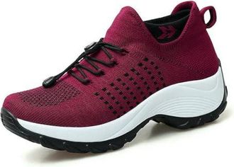 Generic ZBDP Baskets orthopédiques pour femme - Chaussures de marche décontractées pour femme - Blanc noir et rouge - 35-45, 1855 Magenta, 36.5 EU