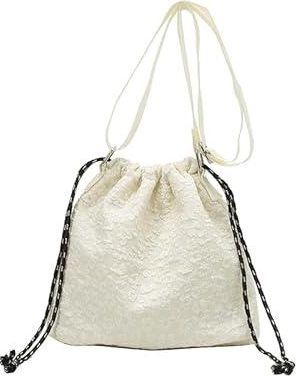 Generic Sac à bandoulière simple et léger avec cordon de serrage avec sangle pour anniversaire, mariage, Saint-Valentin, blanc, 7.87x0.39x7.48inch