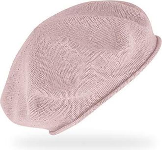 Fiebig Basque en tricot fin avec bord roulé | Béret en coton | Béret en laine légère dans de nombreuses couleurs, Mauve, taille unique