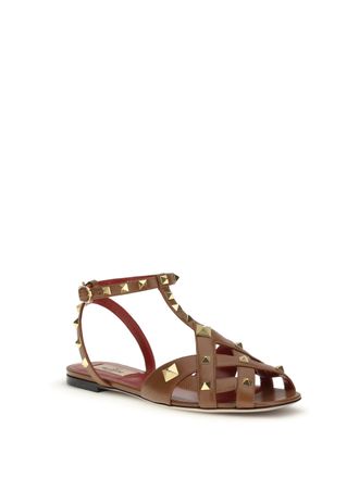 Valentino Garavani Womens Studdy Sandals Tobacco