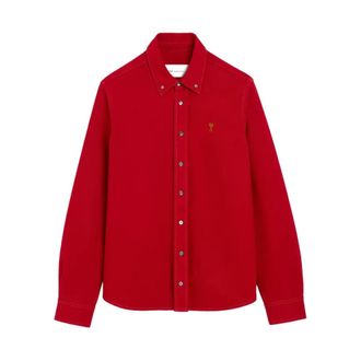 Ami Hemd mit Logo-Stickerei - - Shirts - Herren - Rot - 2XS