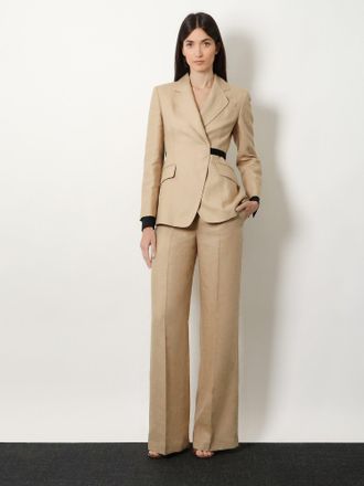 Max Mara Womens Linen Trousers Beige