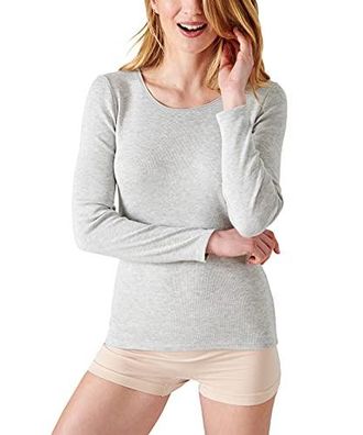 Damart T-Shirt Manches Longues Fine c&ocirc;te Thermolactyl Femme Gris Chin&eacute; Taille 34-36 (XS)