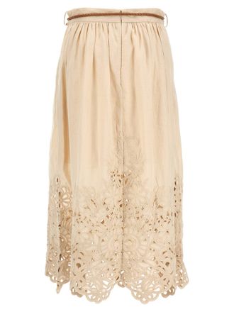 Zimmermann Womens Beige Linen Midi Skirt