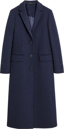 Loro Piana Femme, Manteaux, Bleu, Taille: 42 FR Manteau long en laine noire avec double surpiq&ucirc;re