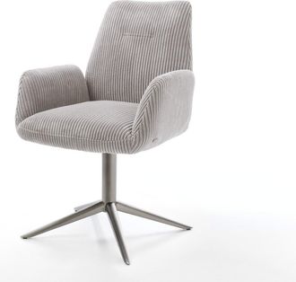 DELIFE Drehstuhl Zoa-Flex Cord Silbergrau Fußkreuz Graphit 360° drehbar Wippfunktion Taschenfederkern, Esszimmerstühle