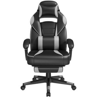 Songmics Fauteuil de Bureau Ergonomique, Chaise Gaming avec Appui-T&ecirc;te, Coussin Lombaire, R&eacute;glable en Hauteur, Noir et Gris