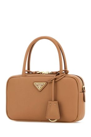 Prada Womens Peach Leather Handbag Naturale Borse A Mano Bag