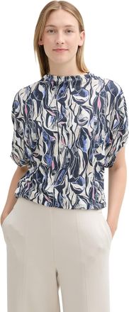 Tom Tailor Damen 1043120 Crincle T-Shirt mit Muster, 35892-Organic Shapes Design, XL