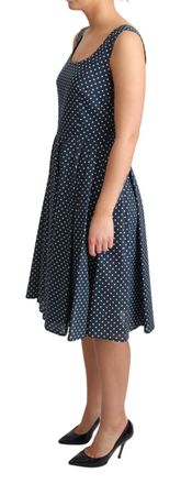Dolce & Gabbana Womens Polka Dot Cotton A-Line Dress Navy