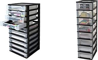 Iris Ohyama, Schubladenschrank/Schubladencontainer - Organizer Chest OCH-2008 - plastik, schwarz, 8 x 7 L, L35,5 x B26 x H96,5 cm + Ohyama, Organizer Chest